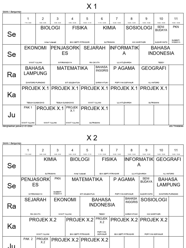 Jadwal Kelas Sem Genap | PDF