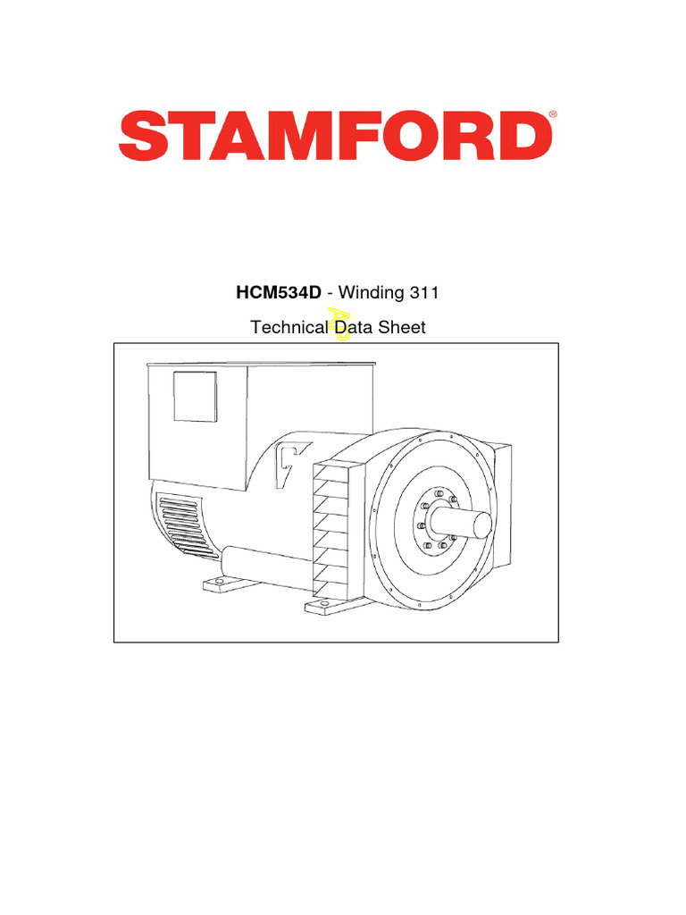 Stamford Alternator Technical Data Sheet of Generator HCM5D-311-TD-EN Rev A | PDF | Electric ...