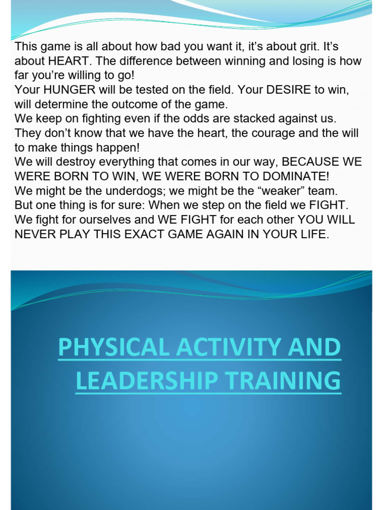 Physical Activity and Leadership Training | PDF | Leadership | Motivation