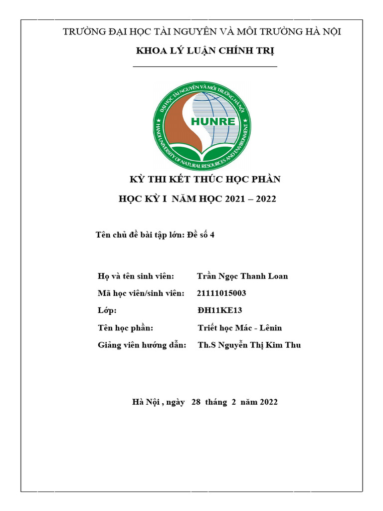 Bia Bai Tap Lon - Mon Triet | PDF