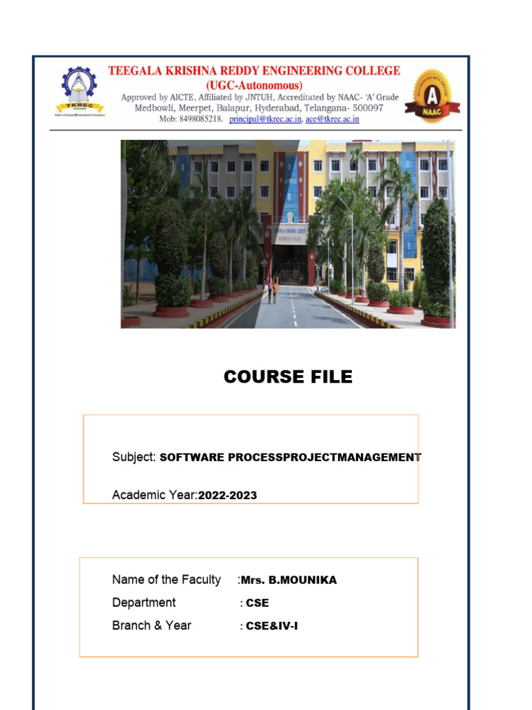 SPPM Course File Final | PDF | Engineering | Project Management