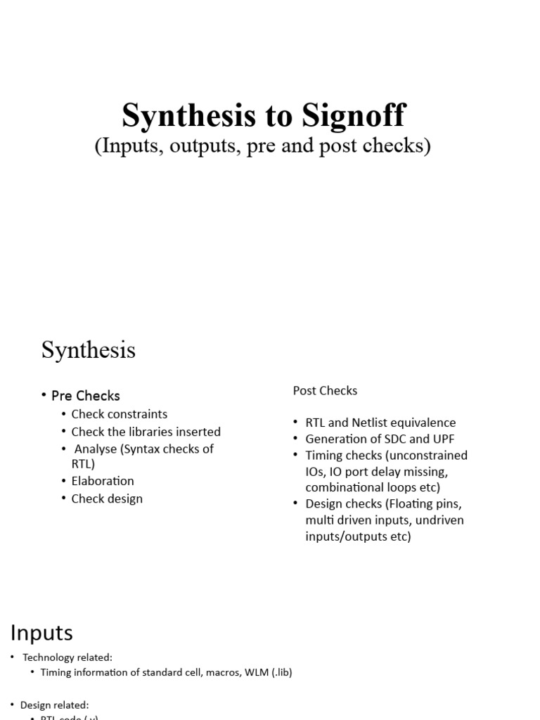 Synthesis To Signoff | PDF | Computer Engineering | Electronic Engineering