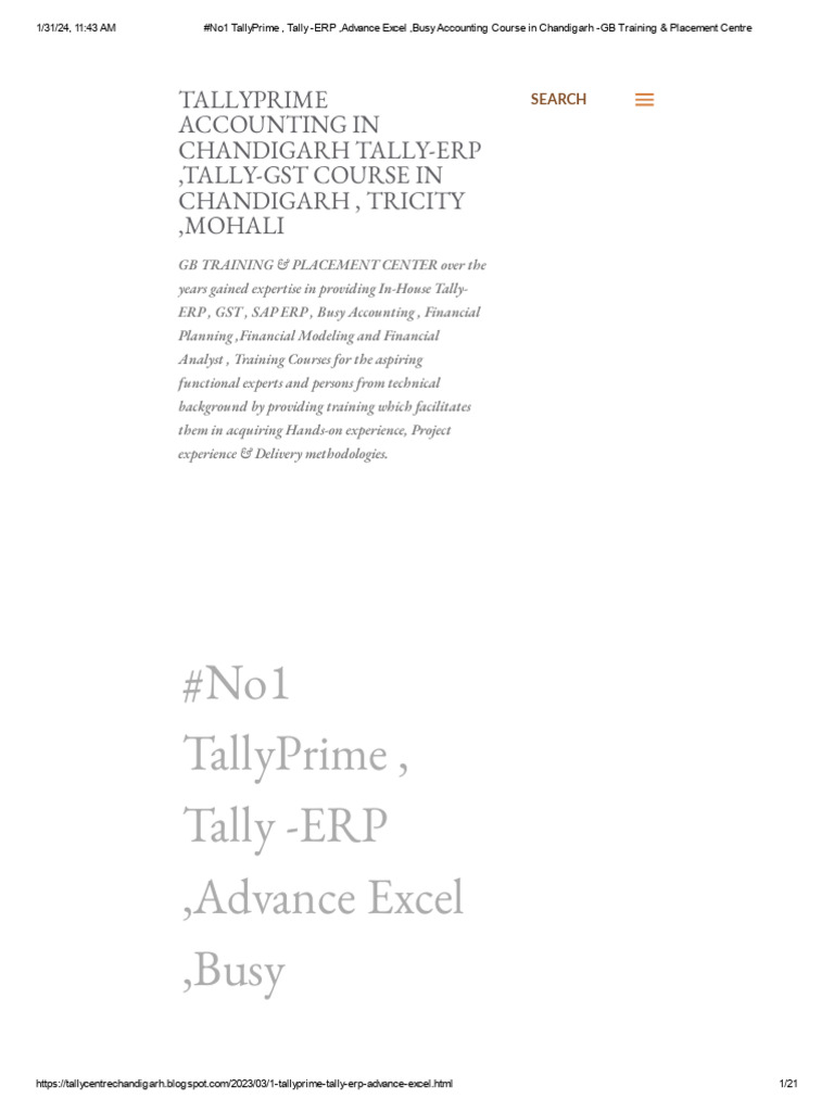 Tally and Busy Accounting Courses in Chandigarh | PDF | Microsoft Excel ...