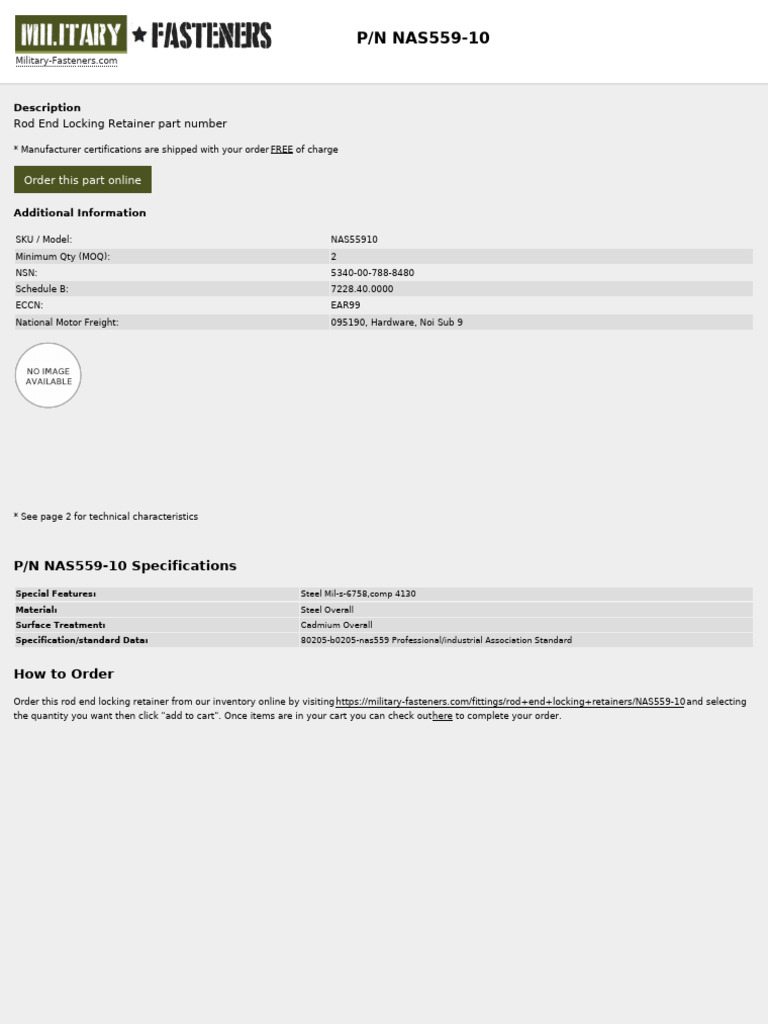 NAS559 10 Military Fasteners Com | PDF