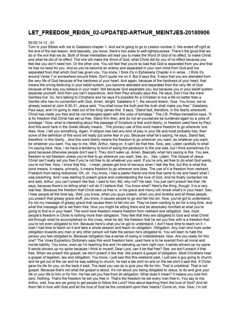 Let Freedom Reign 02 Arthur Meintjes US en US Transcript 20220722 | PDF ...