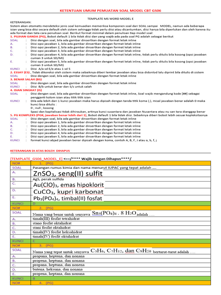 Template Soal Sat Genap 2023 Kimia X | PDF