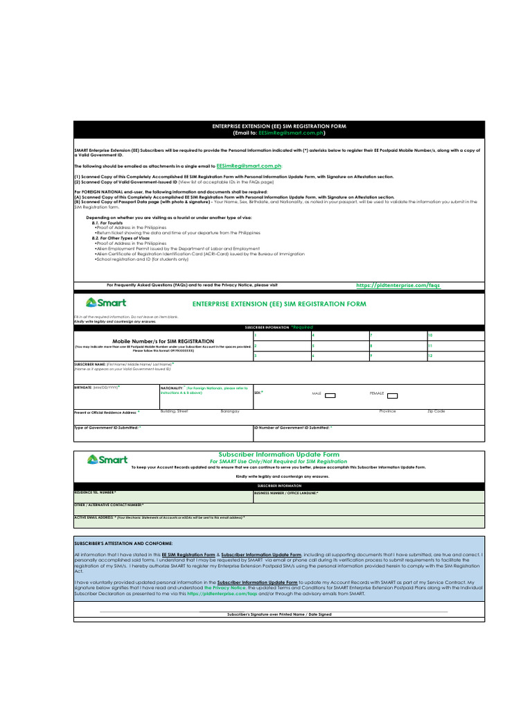 EE SIM Registration Form Guide | PDF | Identity Document | Access Control