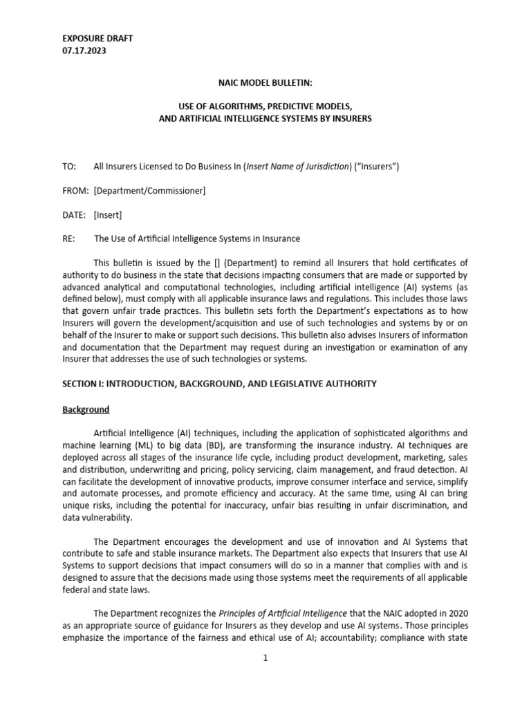 Exposure Draft Ai Model Bulletin | PDF | Machine Learning | Artificial ...