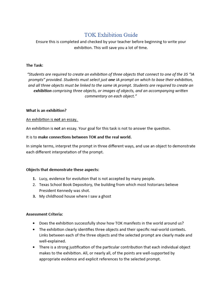 TOK Ex Planning Sheet 2024 | PDF | Knowledge | Cognition