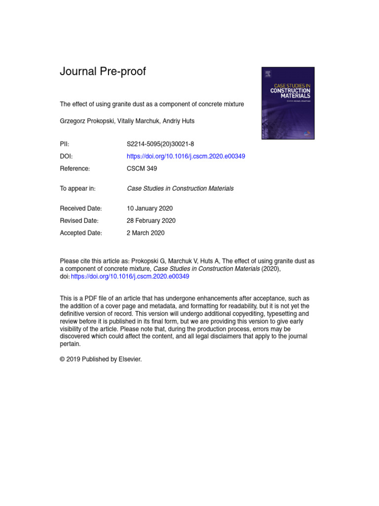 The Effect of Using Granite Dust As A Component of | PDF | Concrete ...
