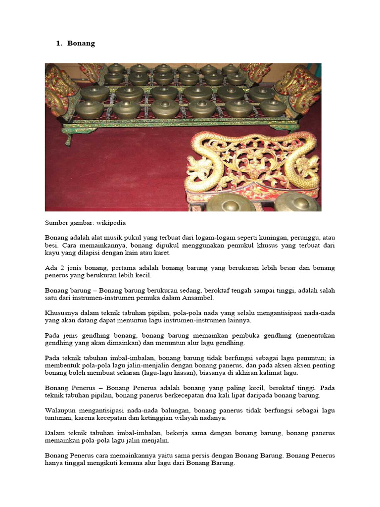 Instrumen Gamelan Jawa Tengah | PDF | Art