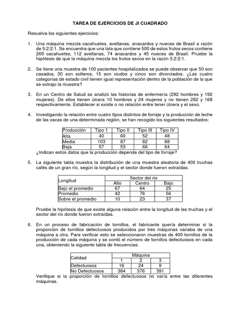 Tarea de Ejercicios de Ji Cuadrado | PDF | Nuez