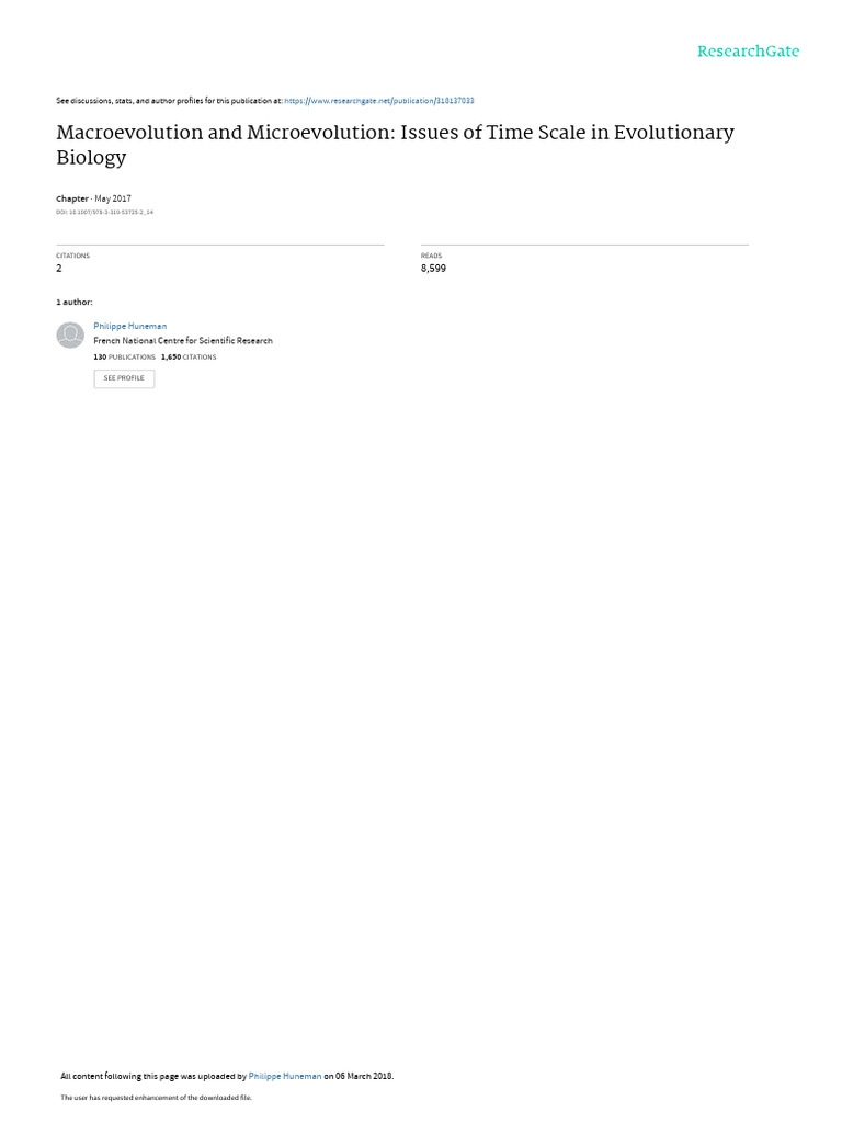 Macroevolution and Microevolution: Issues of Time Scale in Evolutionary ...