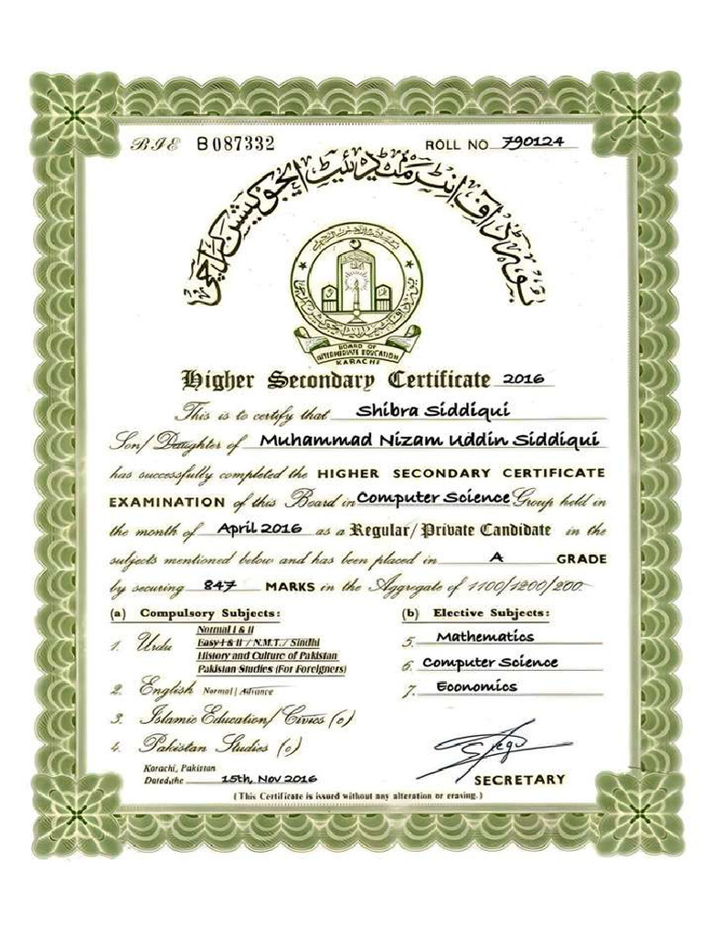 Intermediate Certificate | PDF