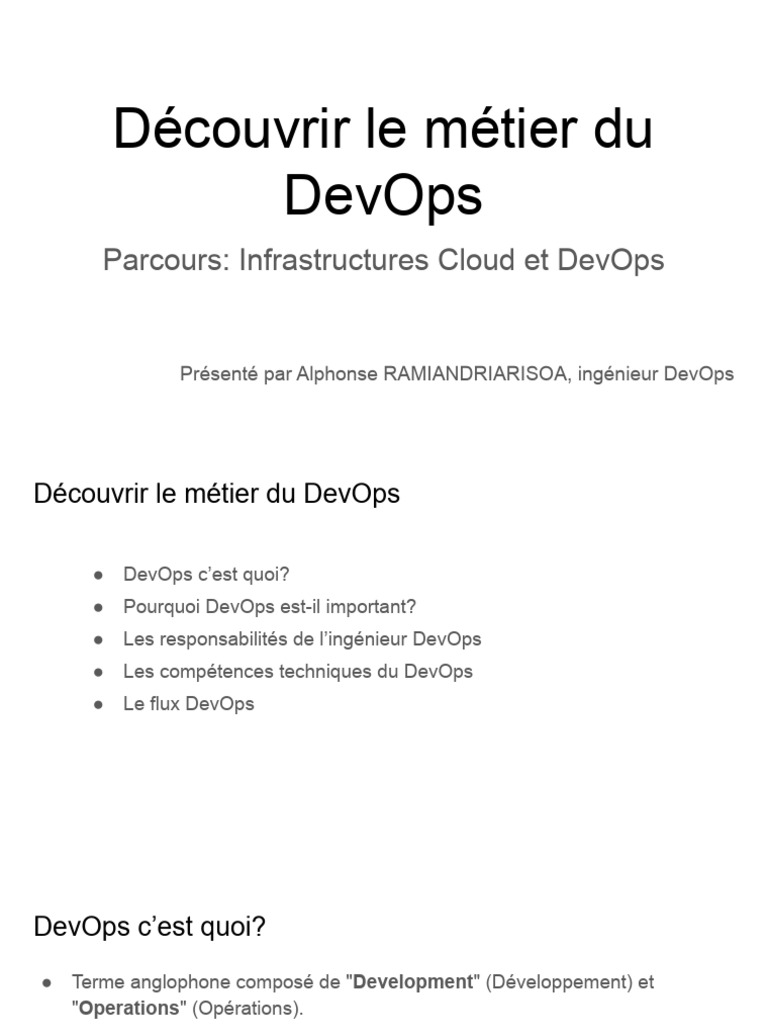 Découvrir Le Métier Du DevOps | PDF