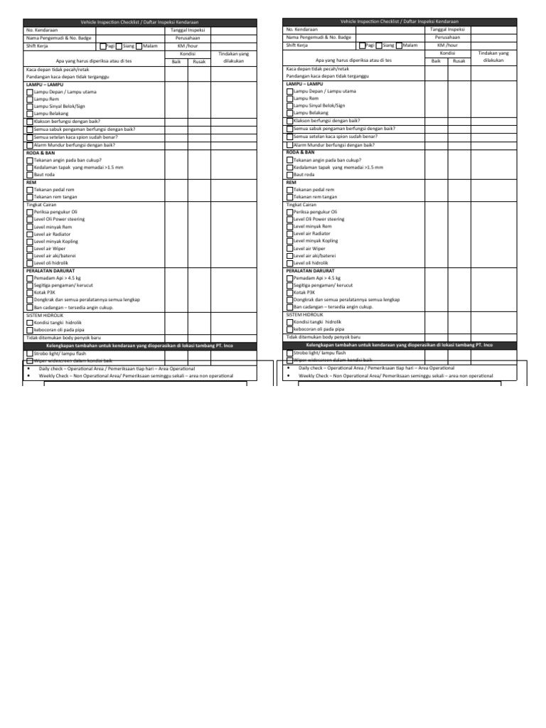 Vehicle Inspection Checklist Dump Truck | PDF