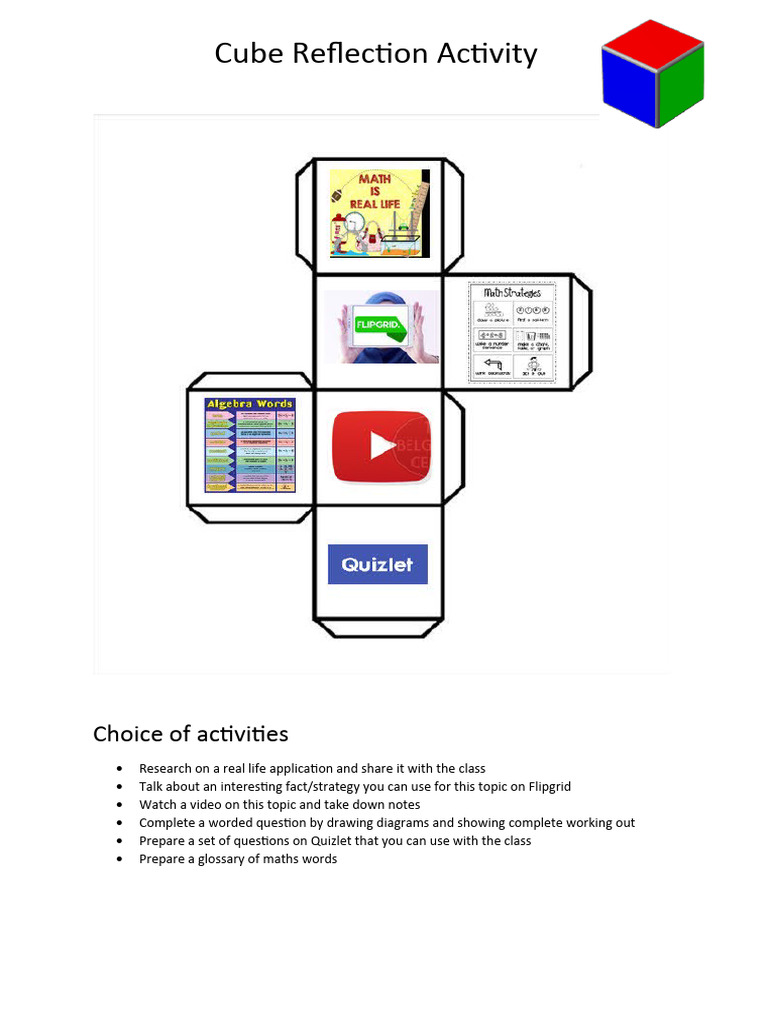 Cube Reflection Activity For Differentiated Instruction | PDF