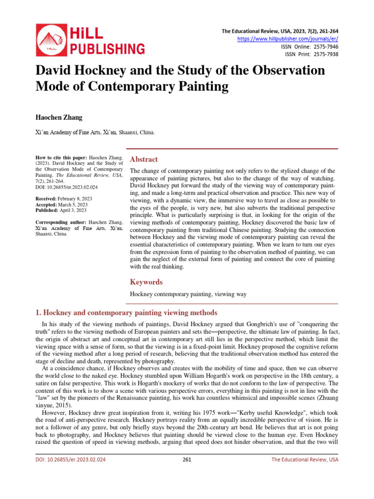 David Hockney and The Study of The Observation Mode of Contemporary ...