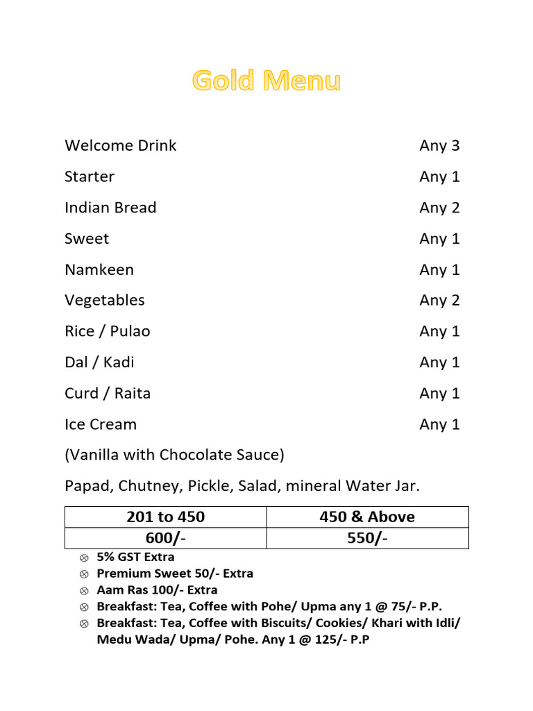 Comprehensive Catering Menu Options | PDF