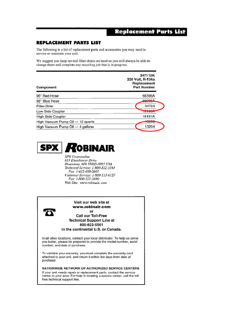 Robinair Cooltech 700 Parts | PDF