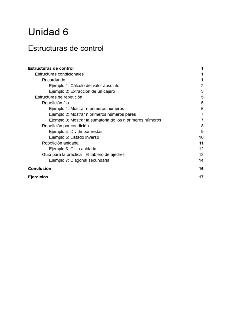 Estructuras de Control en Programación | PDF | Flujo de control | Entero