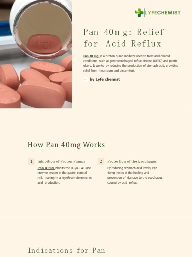 Pan 40mg Relief For Acid Reflux | PDF