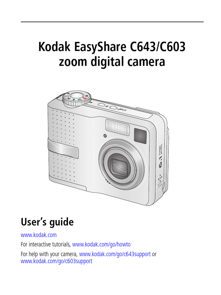 Kodak Easyshare C643/C603 Zoom Digital Camera: User'S Guide | PDF | Zoom Lens | Printer (Computing)