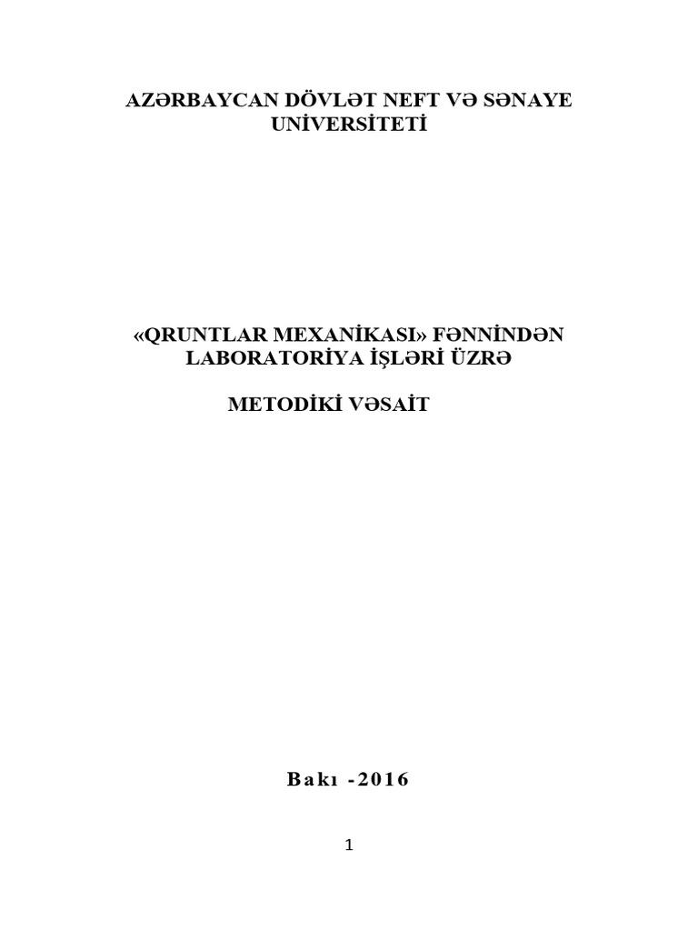 Qruntlar Mexanikasi Fenninden Laboratoriya Ishleri Uzre Metodiki Vesait | PDF