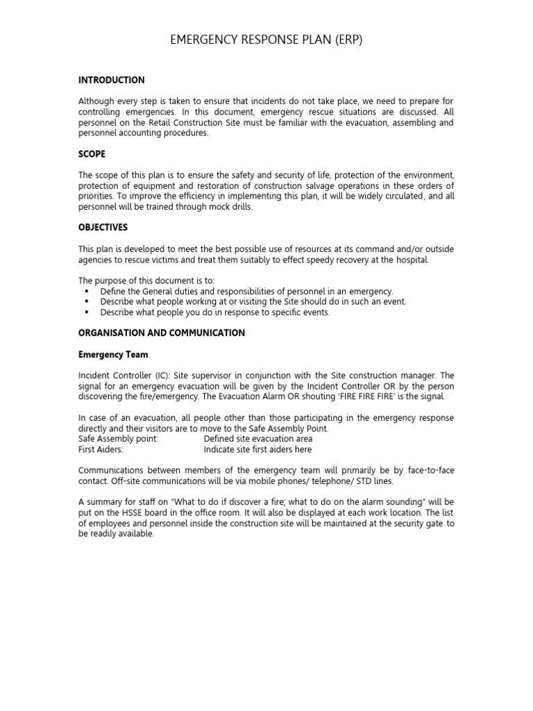 ERP Procedure | Download Free PDF | Emergency Evacuation | Firefighting