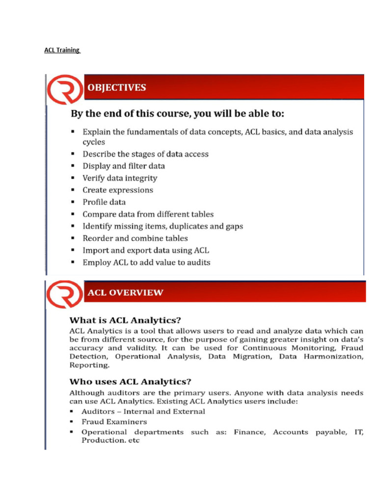 Audit Command Language Training | PDF