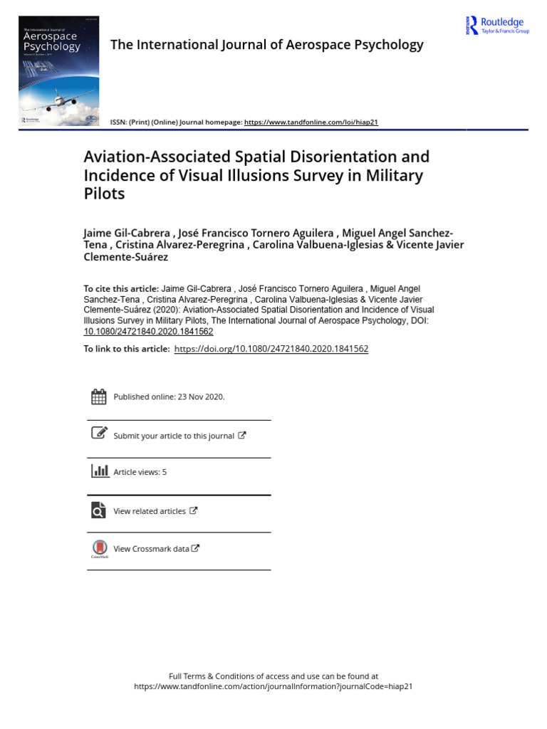 Aviation-Associated Spatial Disorientation and Incidence of Visual ...