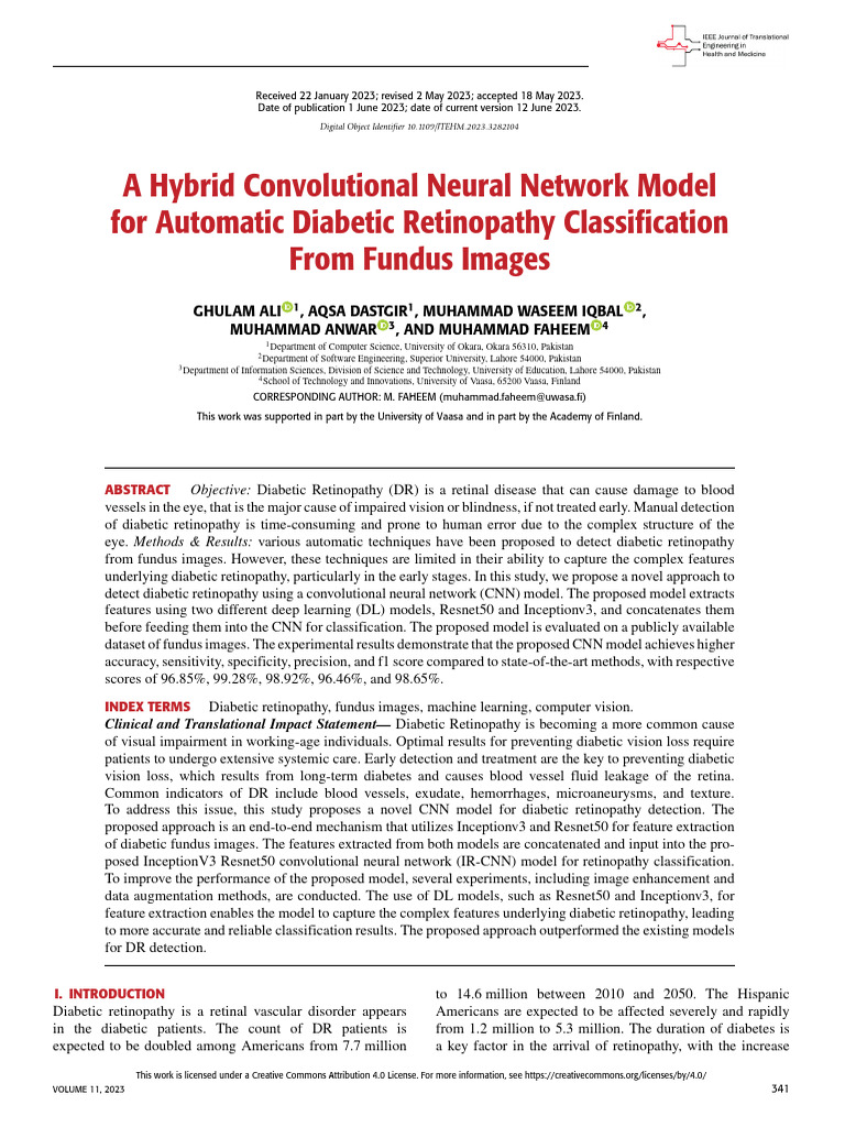 A Hybrid Convolutional Neural Network Model For Automatic Diabetic Retinopathy Classification ...