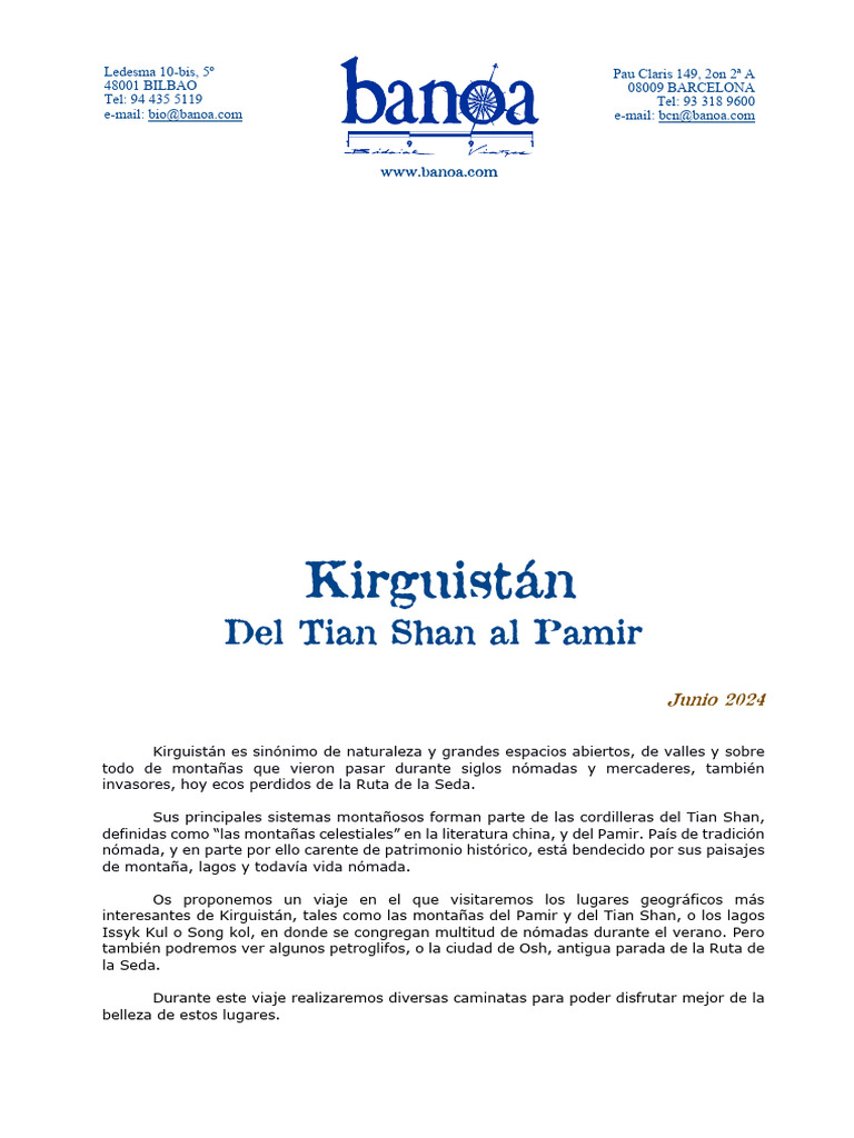 Kirguistán: Del Tian Shan Al Pamir | PDF | Kirguistán | Clima