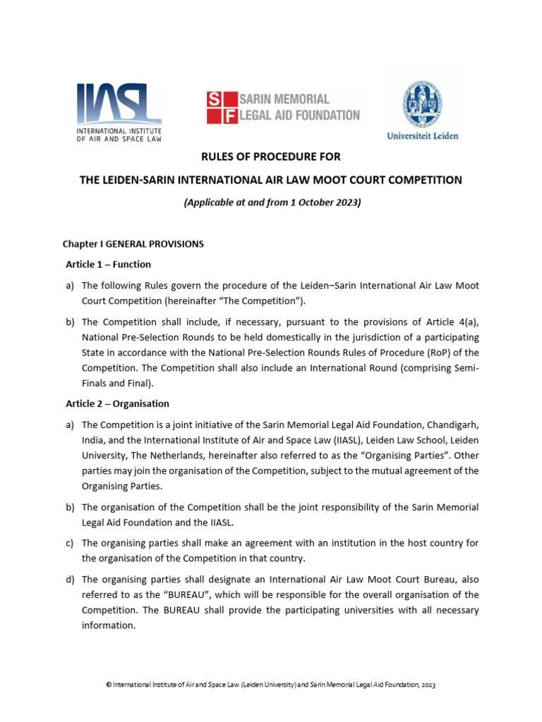 Rules of Procedure IALMC 2024 Final | PDF | Juris Doctor | Justice