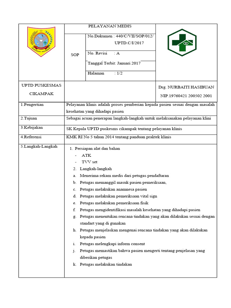 Sop Pengkajian Awal Klinis | PDF