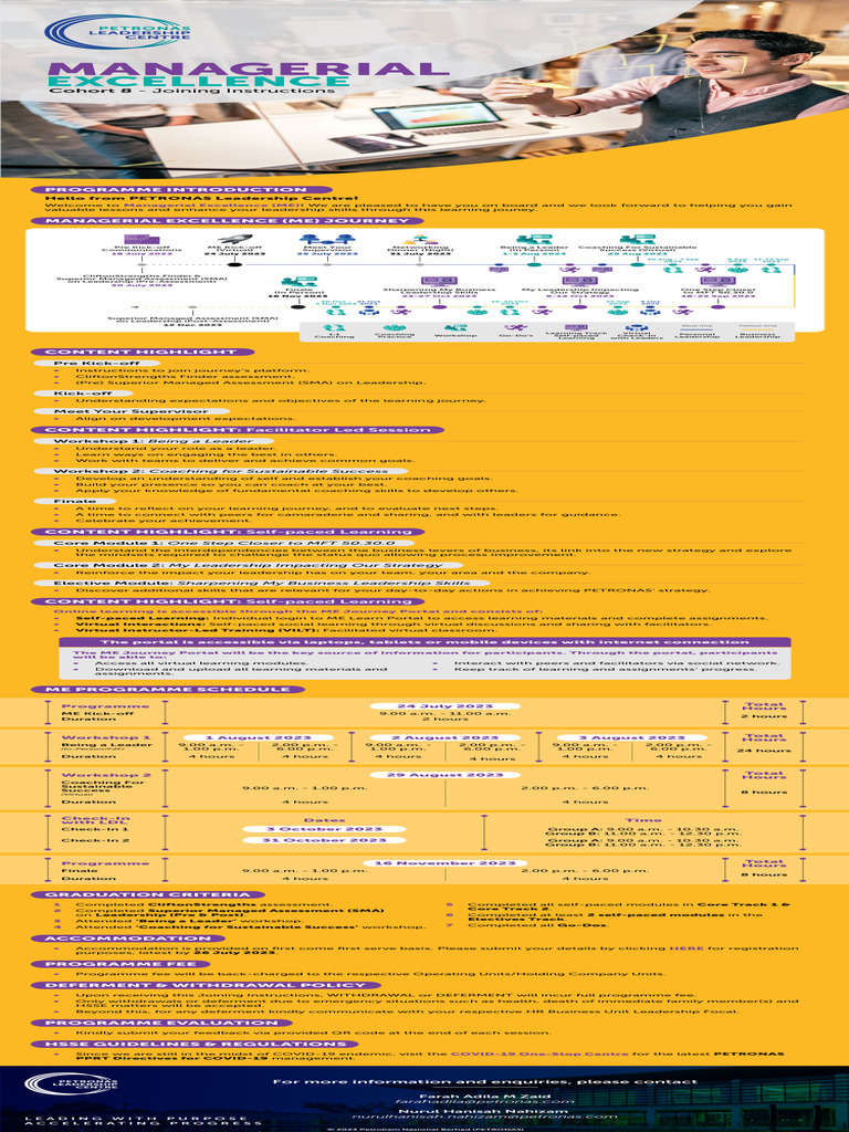 Managerial Excellence Cohort 8 - Joining Instruction | PDF