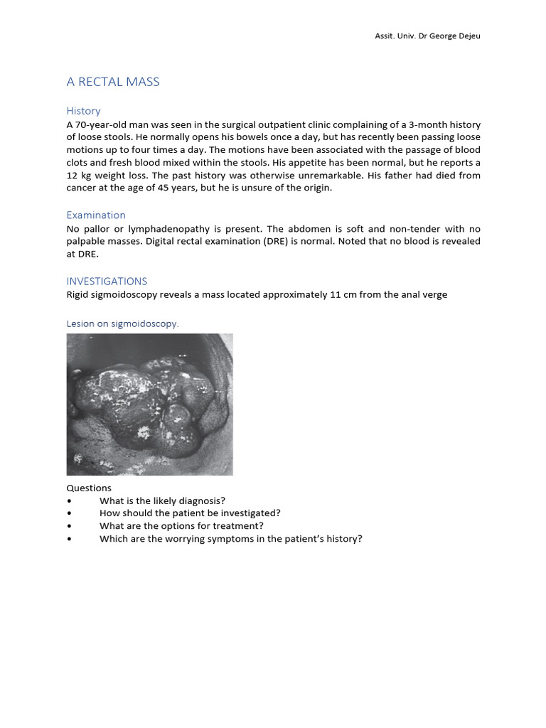 C4 A Rectal Mass | PDF | Rectum | Colorectal Cancer