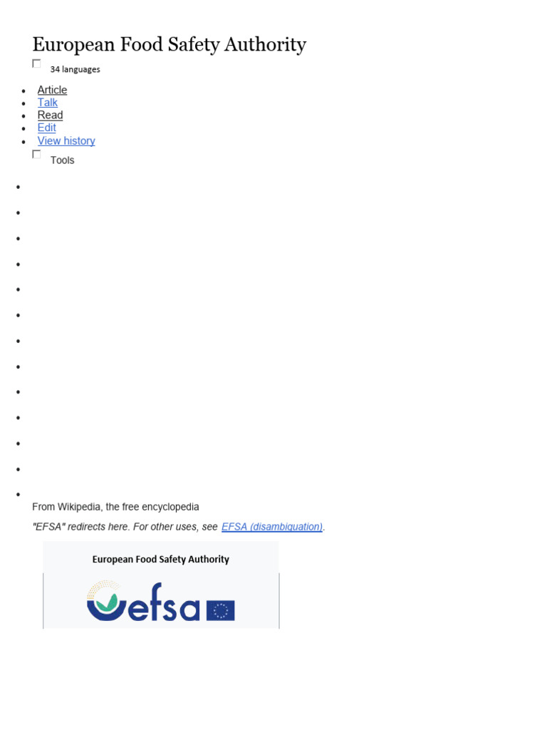Overview of the European Food Safety Authority | PDF | Continental ...