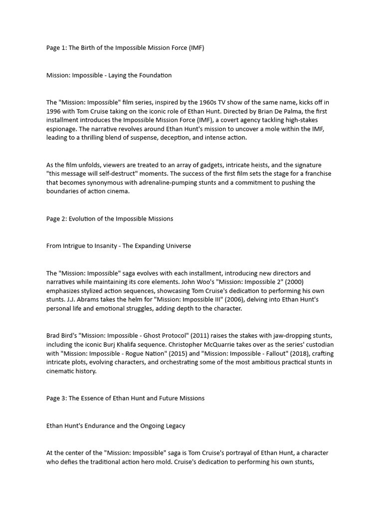 Mission Impossible | PDF