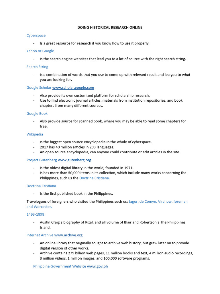 Doing Historical Research Online | PDF | Digital Library | Libraries