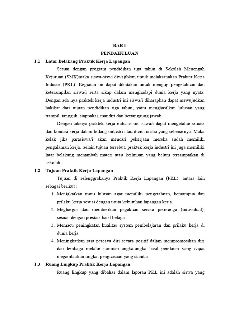 Laporan PKL BAB 1 | PDF