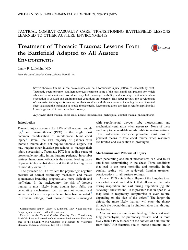 Treatment of Thoracic Trauma Lessons From The Bat | PDF | Thorax ...