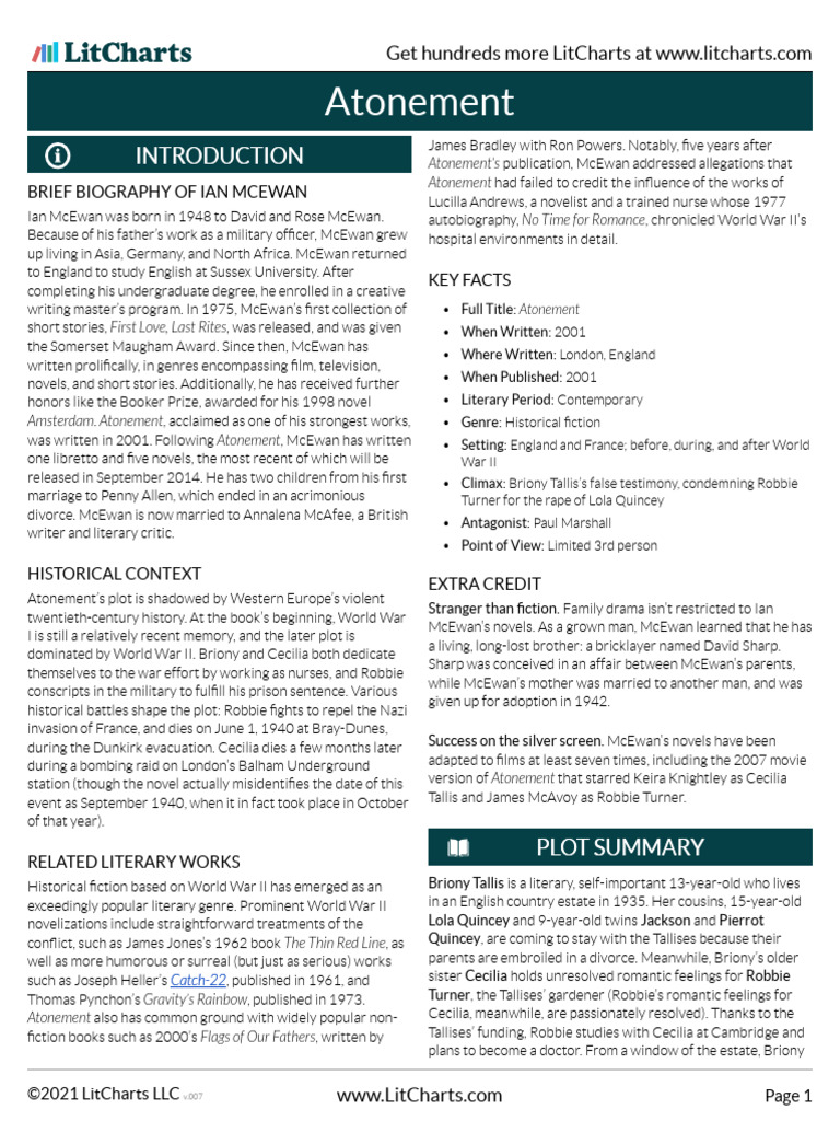Atonement: Context and Key Facts | PDF