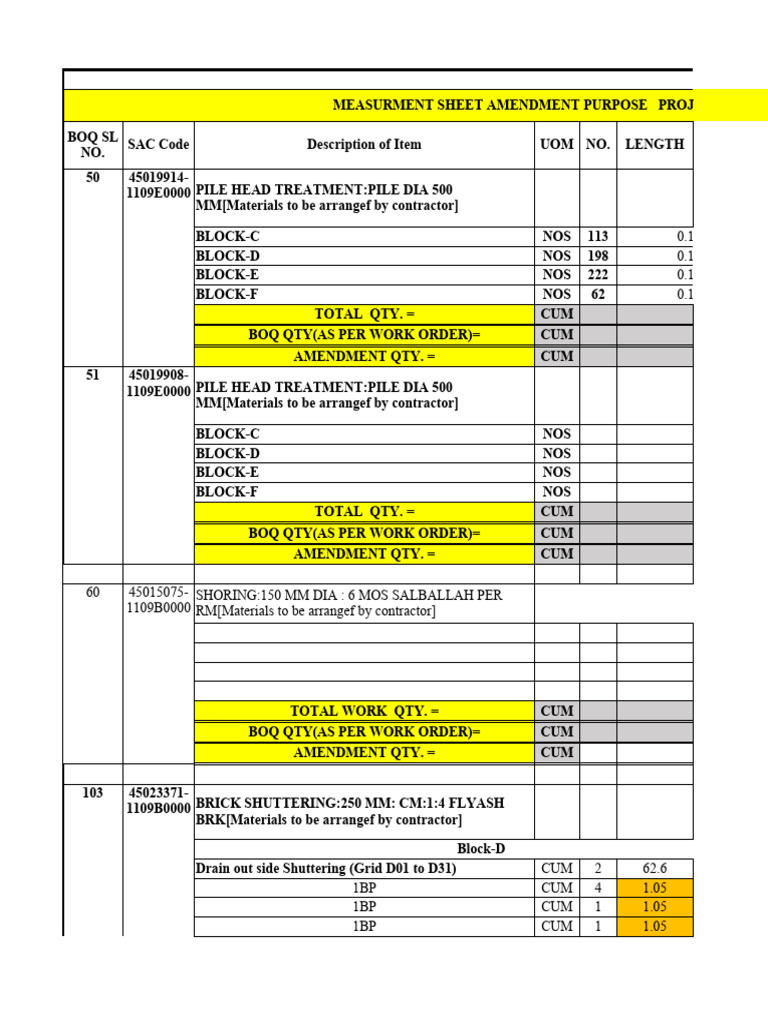 Boq Amendment Qnty | PDF