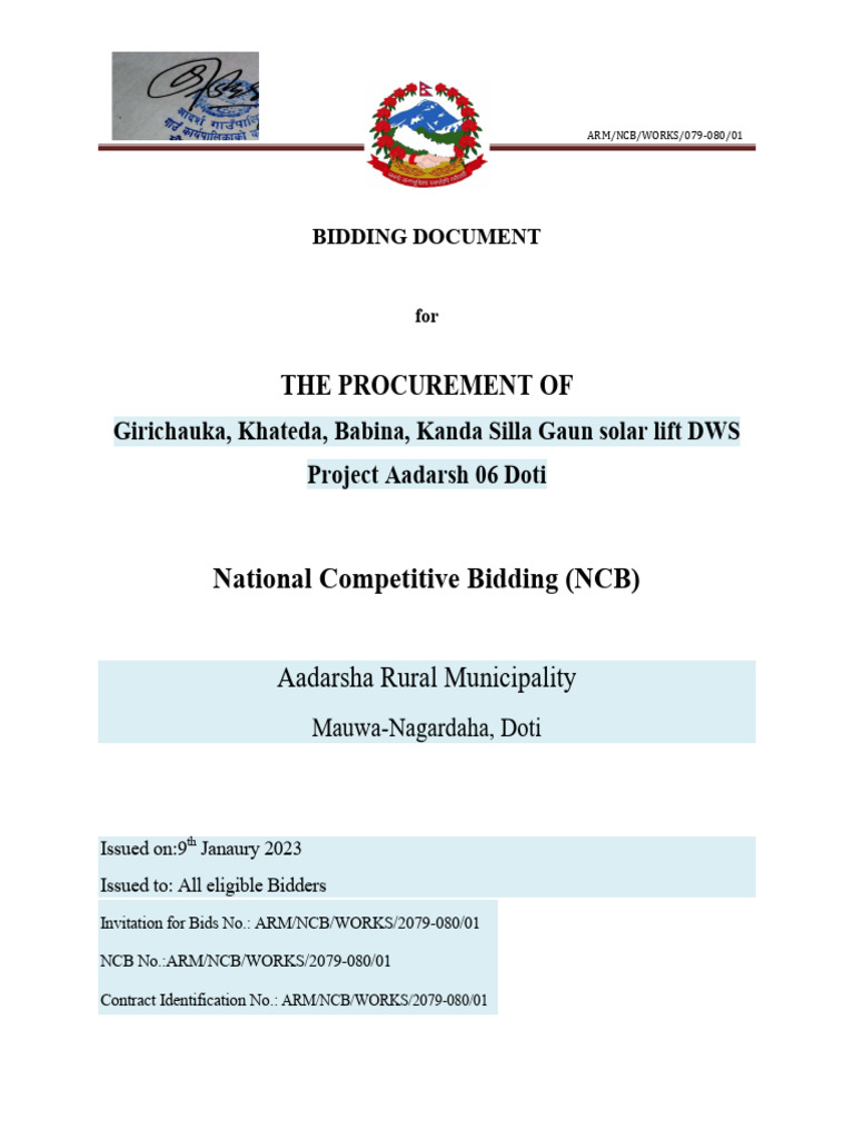 Bid Document | PDF | Procurement | Prices