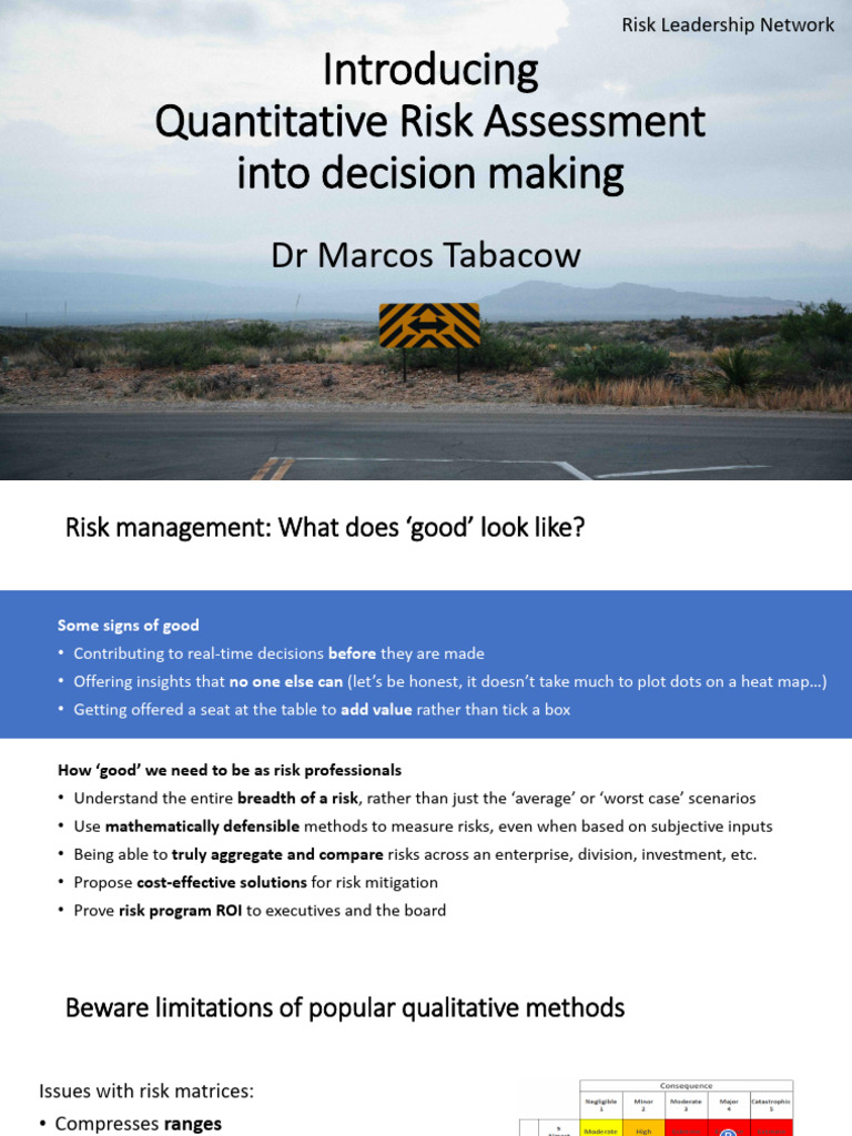 Intro Quantitative Risk Assessment and Decision Making 1678032444 | PDF ...