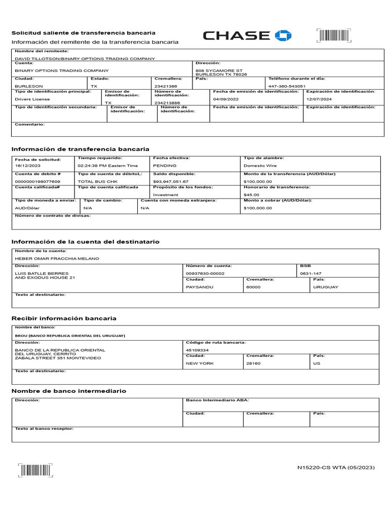 CHASE Document | PDF | Transferencia bancaria | Servicios (economía)