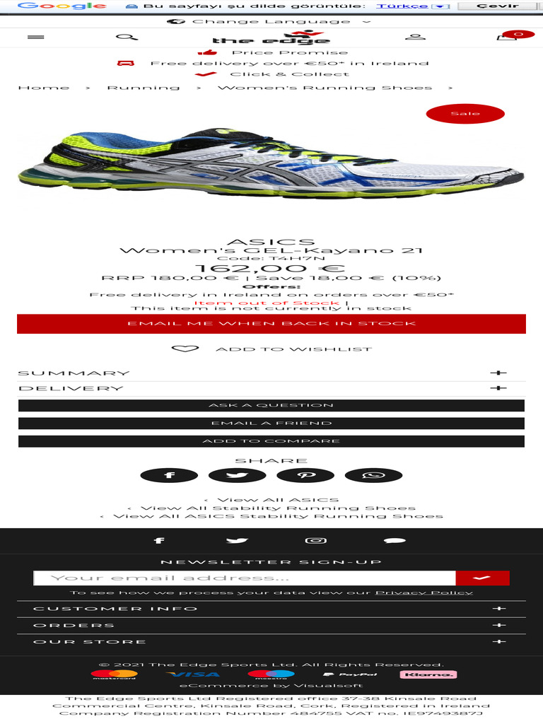 ASICS Women's GEL-Kayano 21 - Running From The Edge Sports LTD | PDF | Service Industries ...