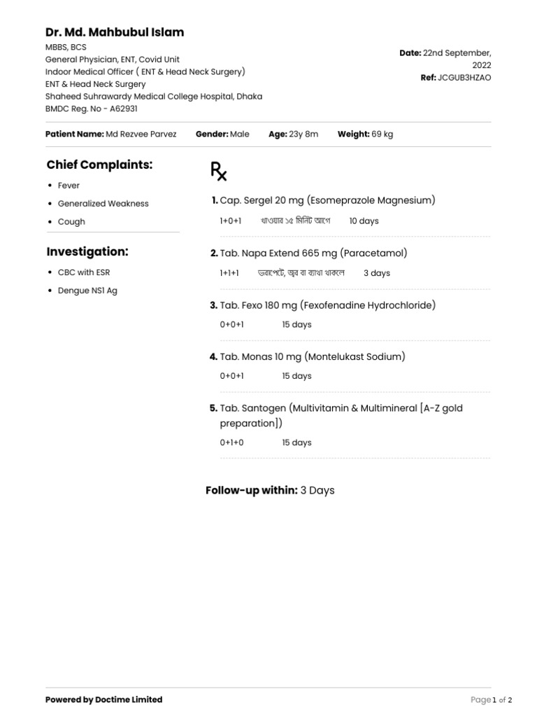 Prescription 239958 | PDF | Public Services | Medical Specialties