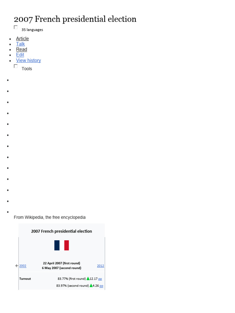 2007 French Presidential Election | PDF | Democracy | Political Ideologies